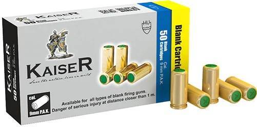 9mm P.A.K Blank Rounds Box of 50 Kaiser - Warzone Official - Blank Guns ...